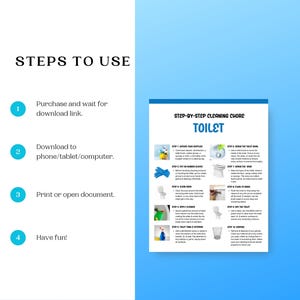 Step-by-step Toilet Cleaning Chore Printable, Young Adult Guides ...