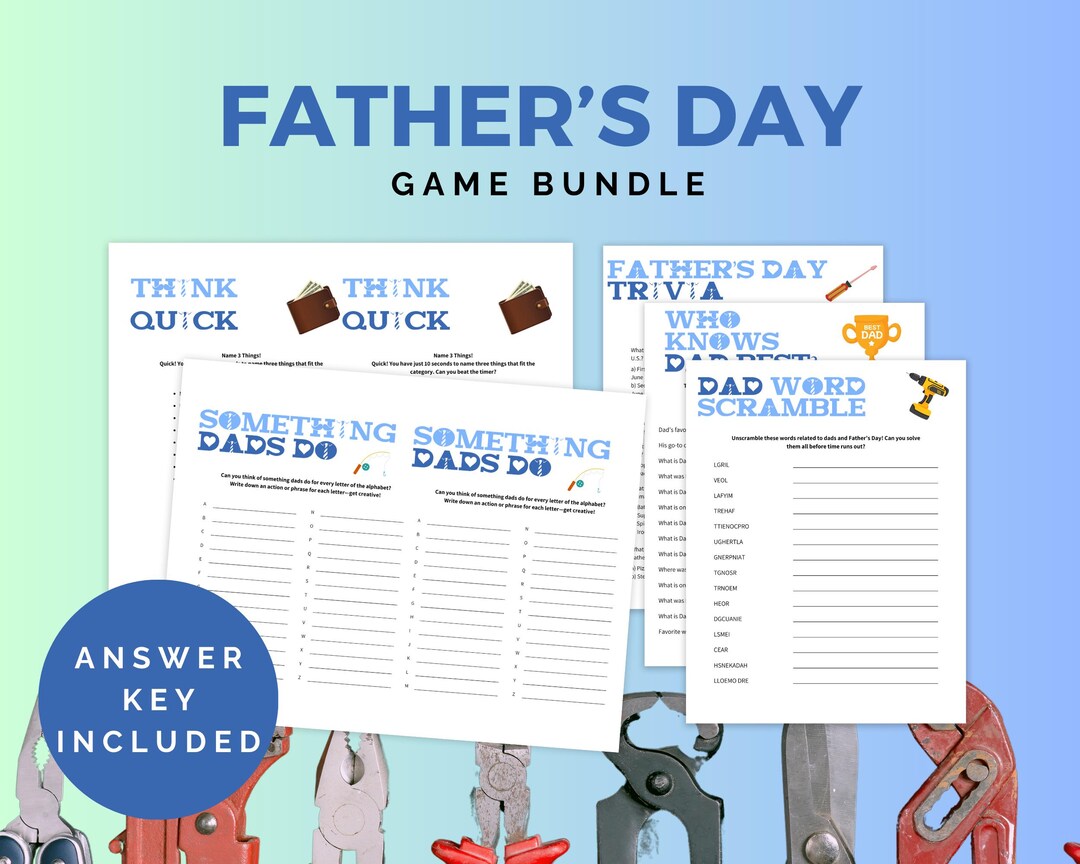 Father's Day Game Bundle Printable, Father's Day Trivia, Fun Father's ...