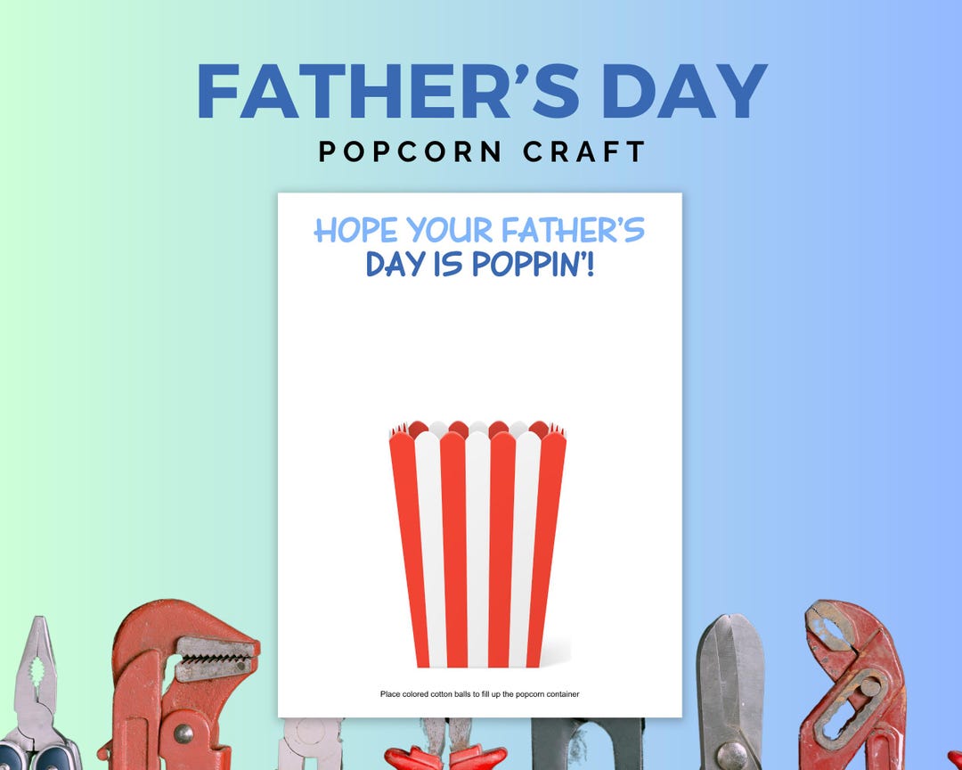 Father's Day Popcorn Craft Printable, Father's Day Crafts, Presents for ...