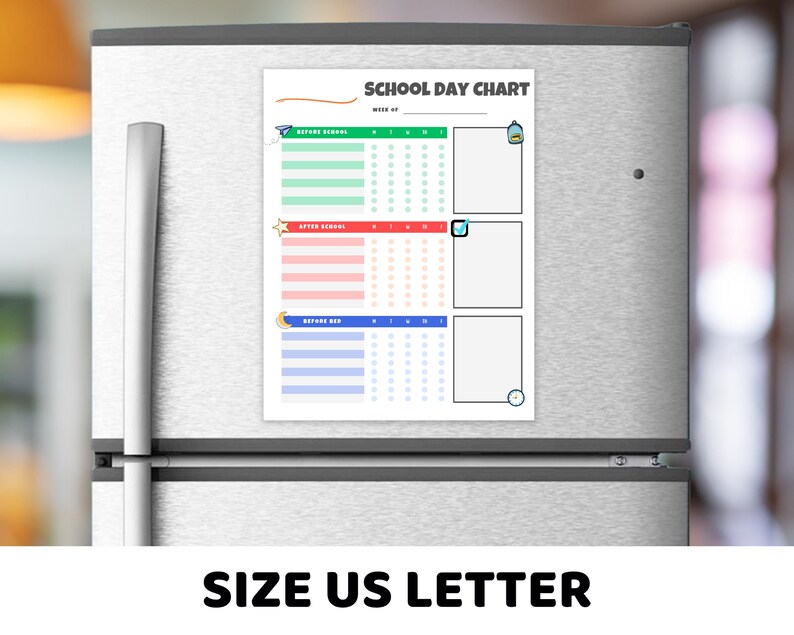School Day Chart Printable, Kid Schedule, Daily Checklist Kids, Task ...