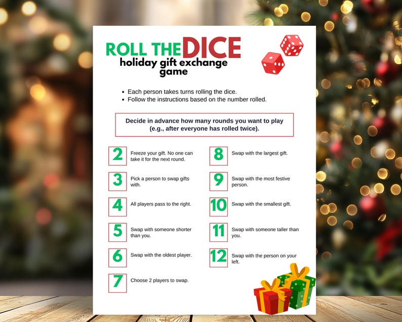 Christmas Roll the Dice Game Printable - Etsy