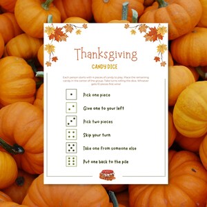Thanksgiving Candy Dice Game Printable - Etsy