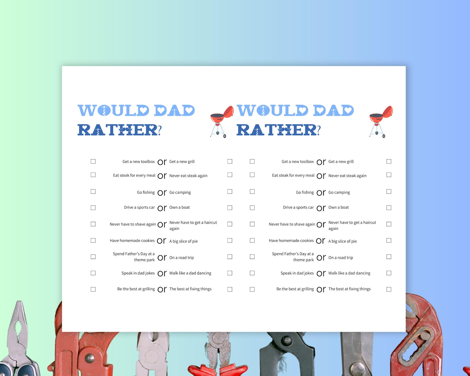 Father's Day Game Bundle, Printable Family Games (digital Download) - Etsy