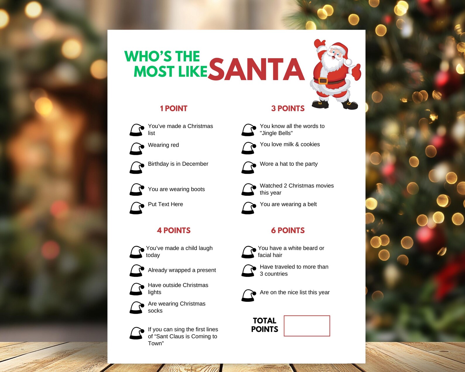 Christmas Who's the Most Like Santa Game Printable - Etsy
