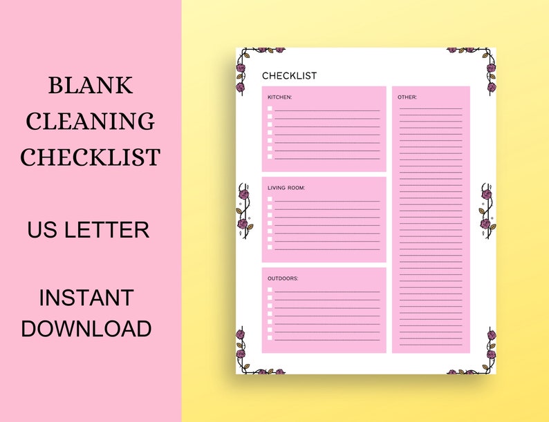 Blank Cleaning Checklist - Etsy