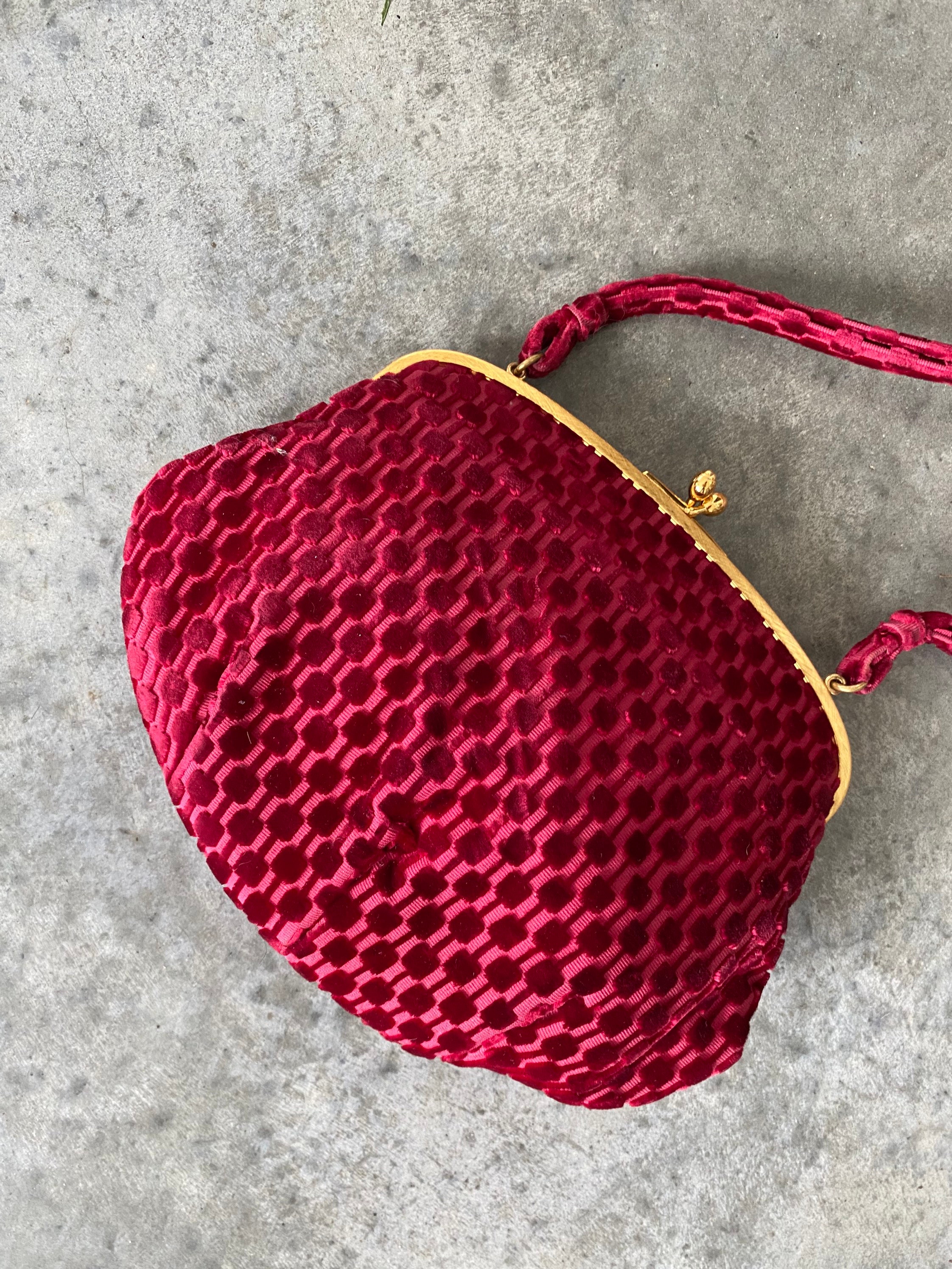 Vintage Coblentz Original 1950s Red Velvet Purse Bag 10” X 8” - Etsy
