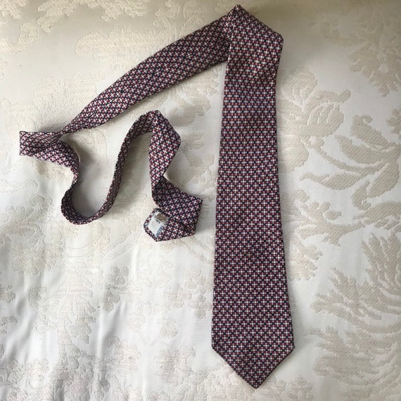 Vintage Dunhill Tailors Silk Red Blue Patterned Mens … - Gem