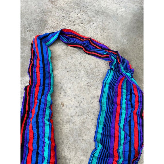 Vintage Scarf 1980s Spandex Striped Red Blue Purple T… - Gem