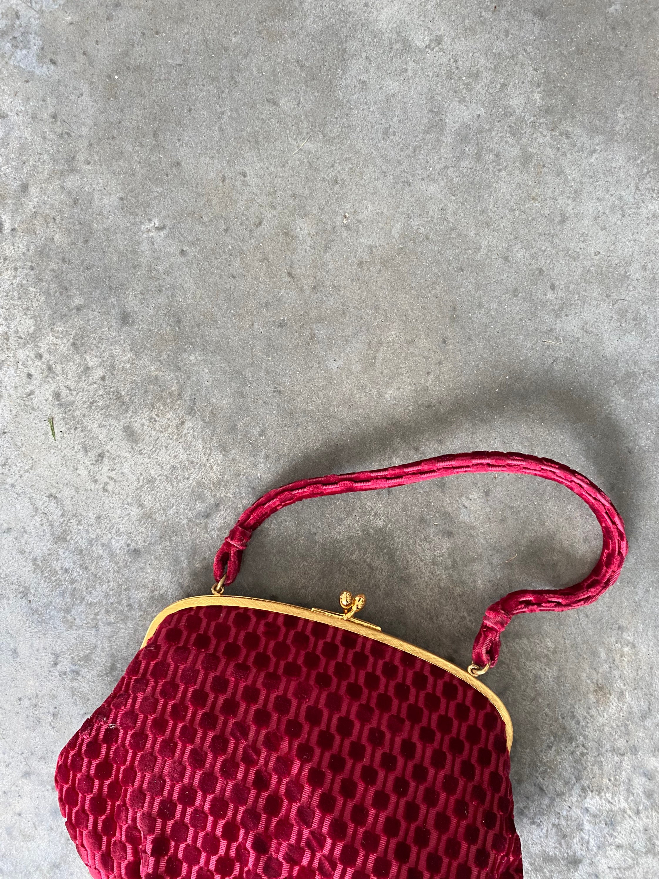 Vintage Coblentz Original 1950s Red Velvet Purse Bag 10” X 8” - Etsy
