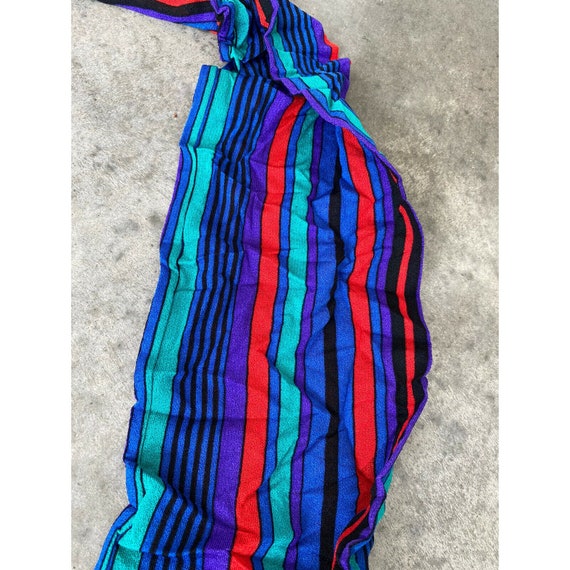 Vintage Scarf 1980s Spandex Striped Red Blue Purple T… - Gem