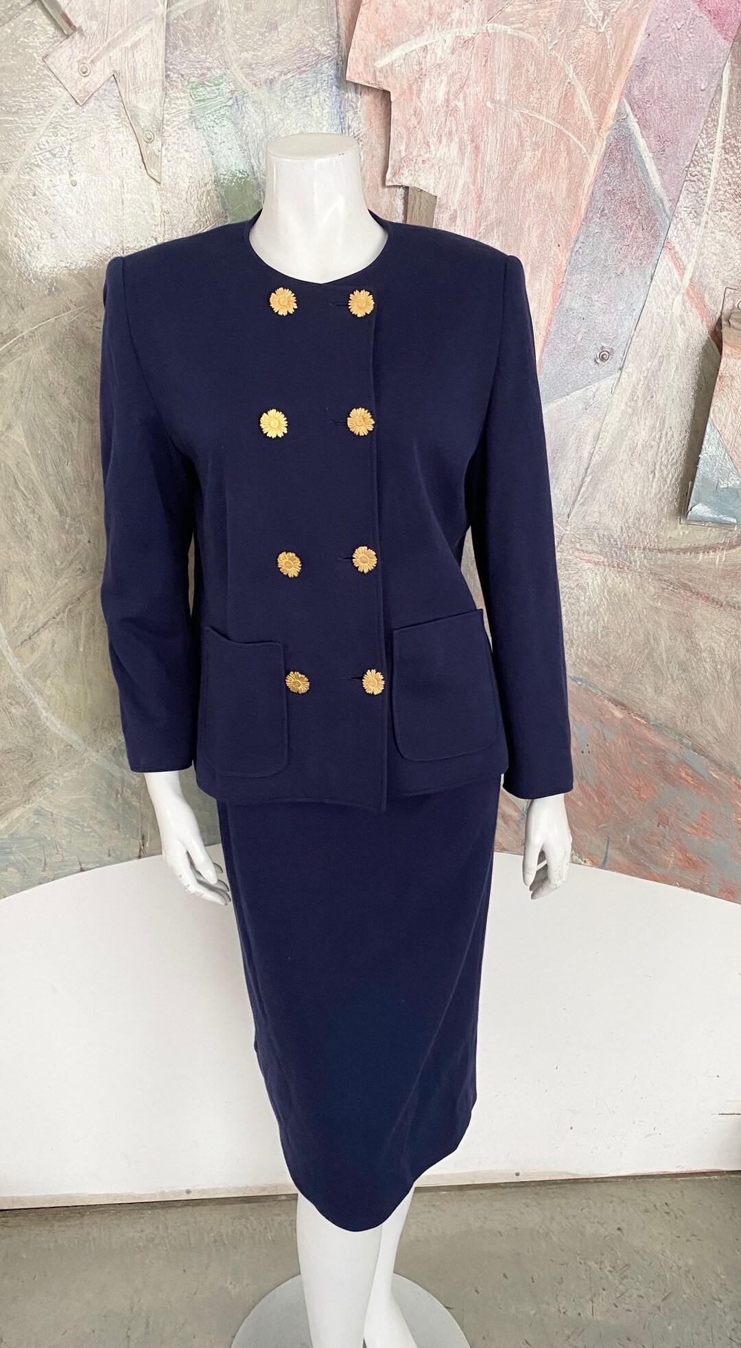 Vintage Bleyle Navy Blue Gold Floral Pocketed 1980s Suit Set Size 12 - Etsy