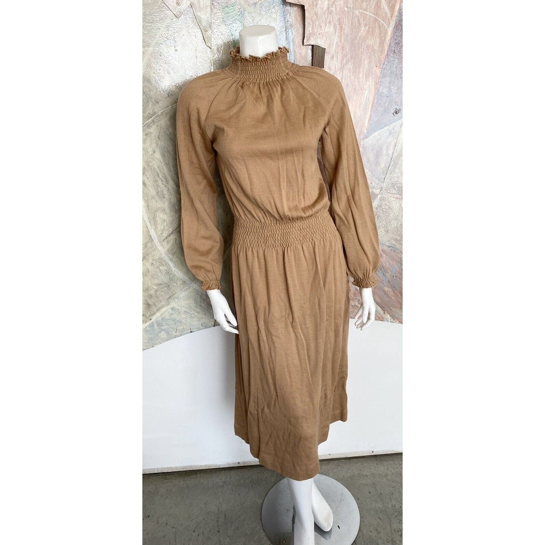 Vintage Fredericka Jean Stark Beige Wool Midi Sweater Dress 12 ...