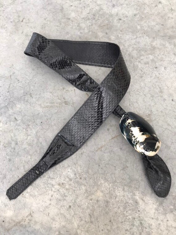 Vintage Genuine Snake Skin Black Abalone Shell Womens - Etsy