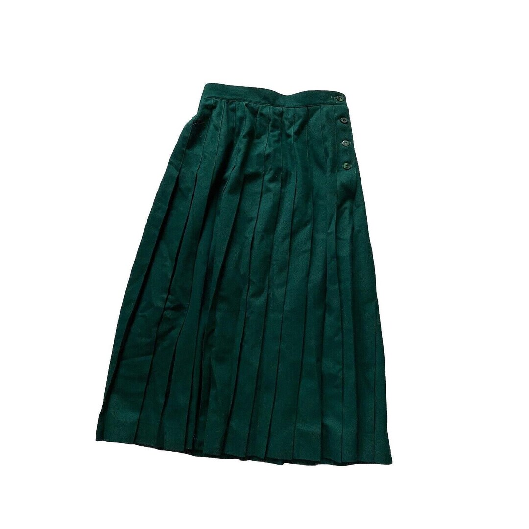 Vintage Talbots Skirt Worsted Wool Midi Jungle Dark Green 4 P Pleated A ...