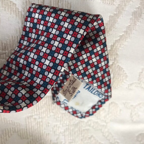 Vintage Dunhill Tailors Silk Red Blue Patterned Mens … - Gem