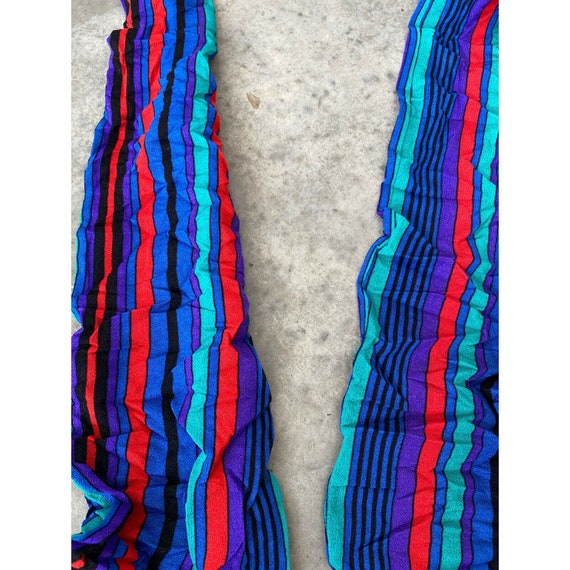 Vintage Scarf 1980s Spandex Striped Red Blue Purple T… - Gem