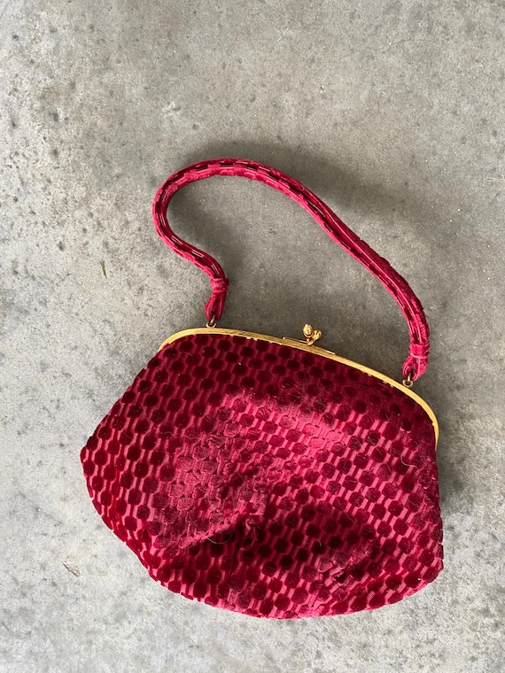 Vintage Coblentz Original 1950s Red Velvet Purse Bag … - Gem