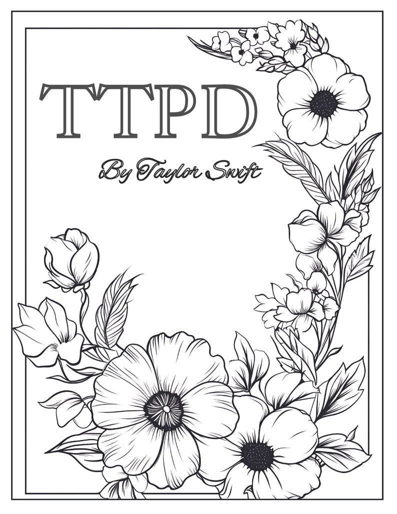 Taylor Swift the Tortured Poets Department Coloring Pages - Etsy