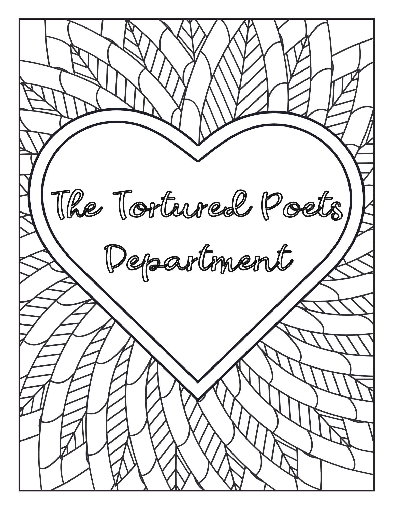 Taylor Swift the Tortured Poets Department Coloring Pages - Etsy