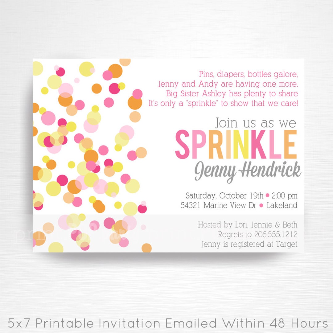 Sprinkle Baby Shower Party Printable Invitation YOU Print - Etsy