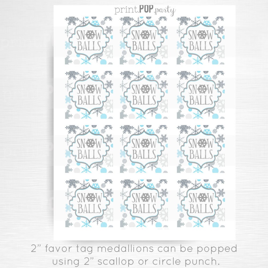 Snowballs Snow Balls Winter Party Favor Tag Winter Wonderland Birthday ...