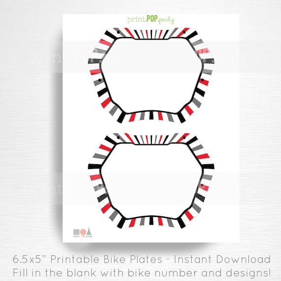 Red Black BMX Birthday Party Bike Plates You Print Bike | Etsy