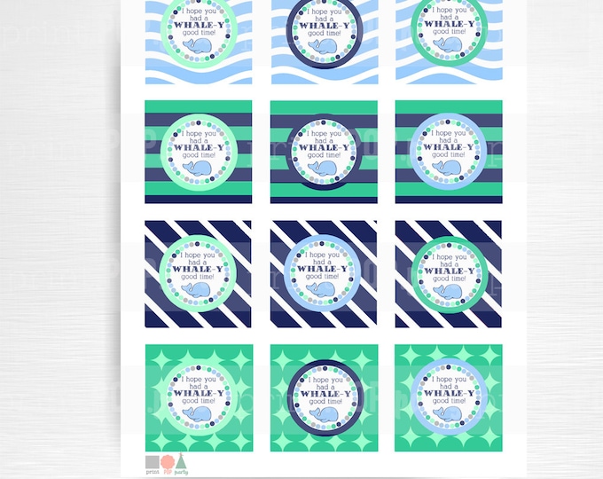 Whale Party Printable Favor Tags INSTANT DOWNLAOD You Print Navy ...