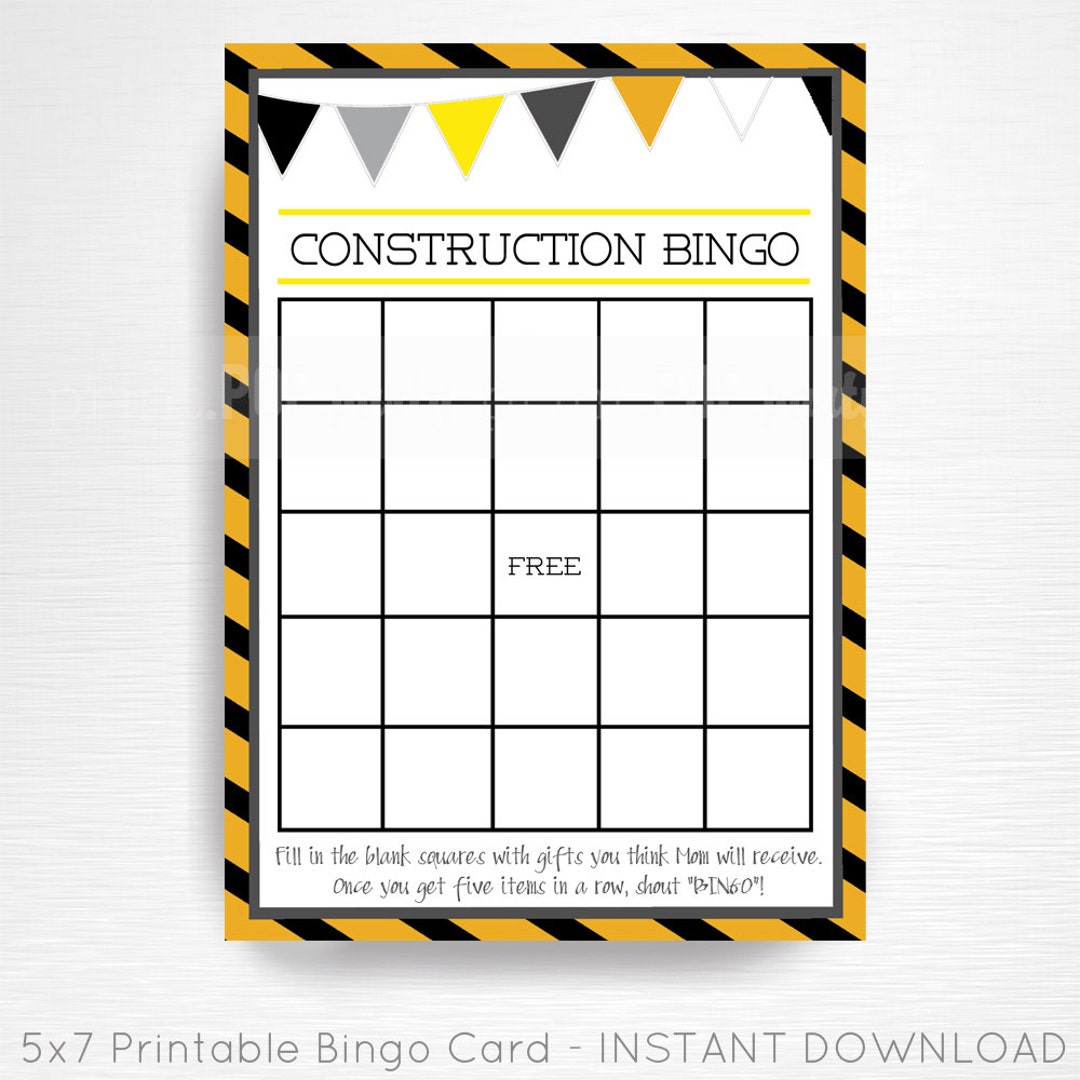 Baby Shower Bingo Construction Baby Shower Chalkboard Dump Truck Party ...