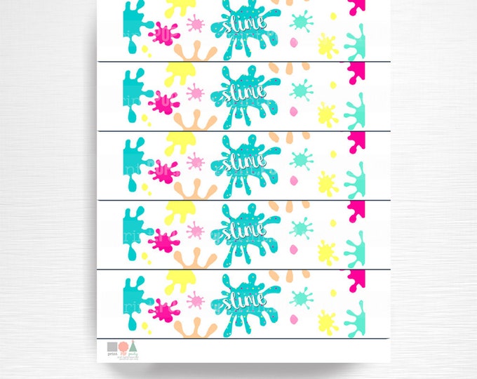 Slime Birthday Party Water Bottle Labels Instant Download Pink Teal - Etsy