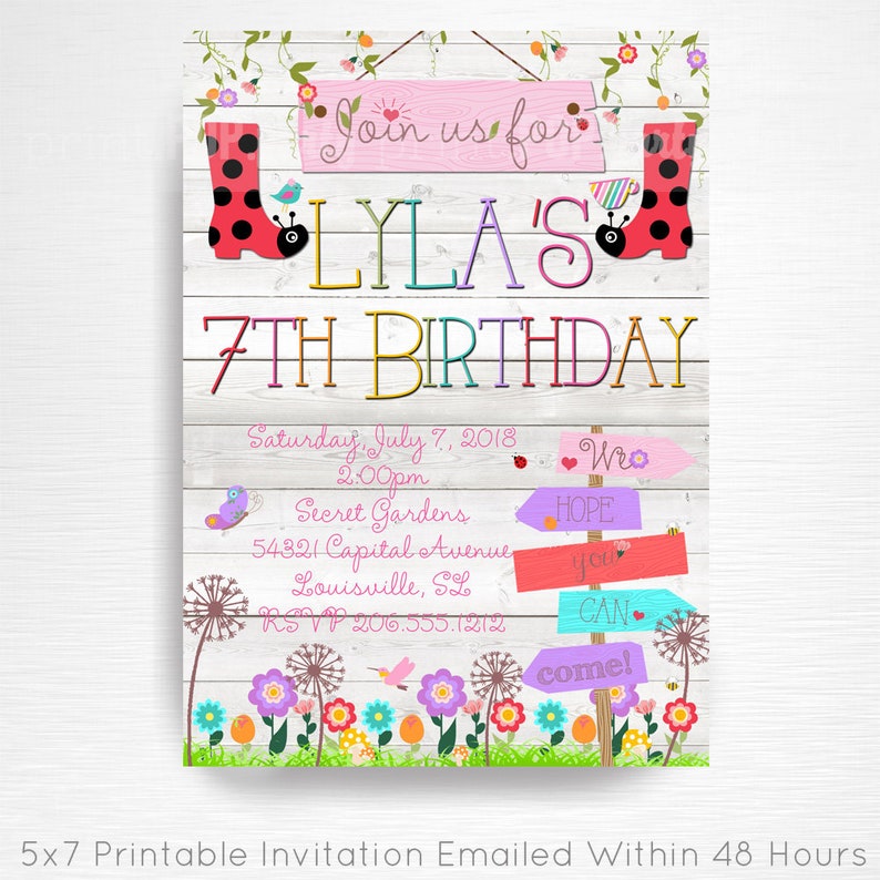 Garden Party Birthday Printable Invitation YOU Print Gardening | Etsy