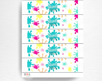 Slime Birthday Party Water Bottle Labels Instant Download Pink | Etsy