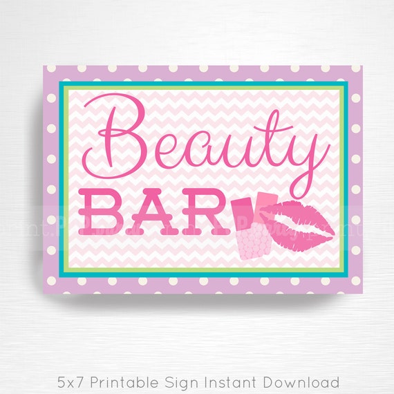 Spa Birthday Party Printable Sign Beauty Bar Digital Instant | Etsy