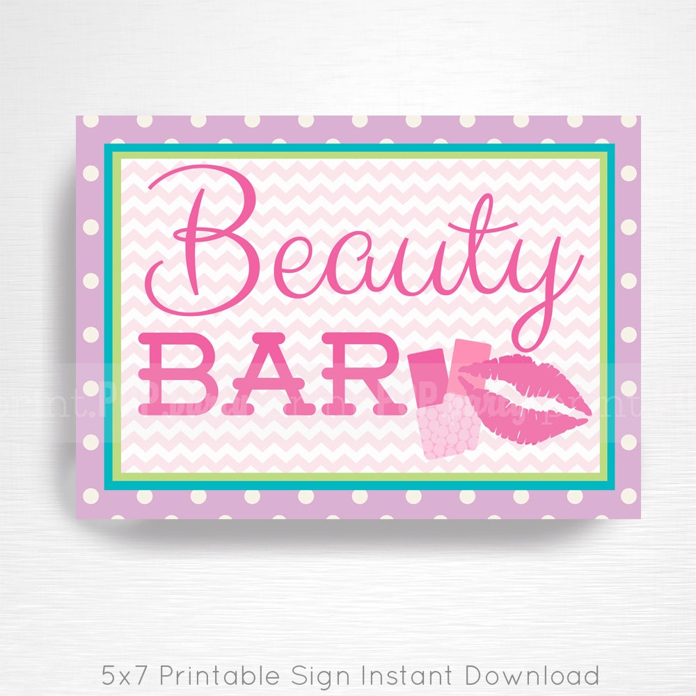 Spa Birthday Party Printable Sign Beauty Bar Digital Instant | Etsy