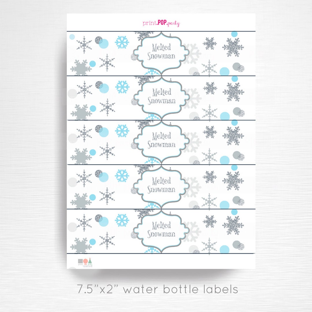 Melted Snowman Birthday Party Water Bottle Labels Instant Download ...