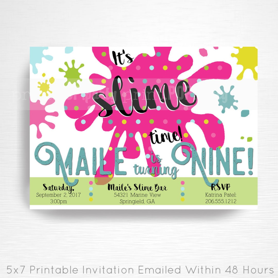 Slime Birthday Party Printable Invitation YOU Print Bright Rainbow ...