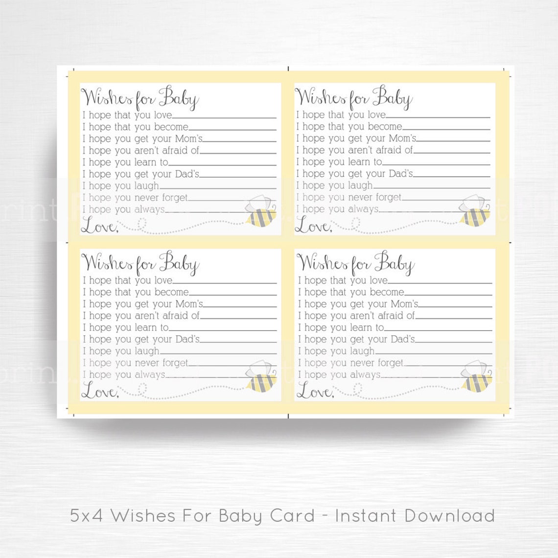 Wishes for Baby Card Insert Mom to Bee Baby Shower Printable Party YOU ...