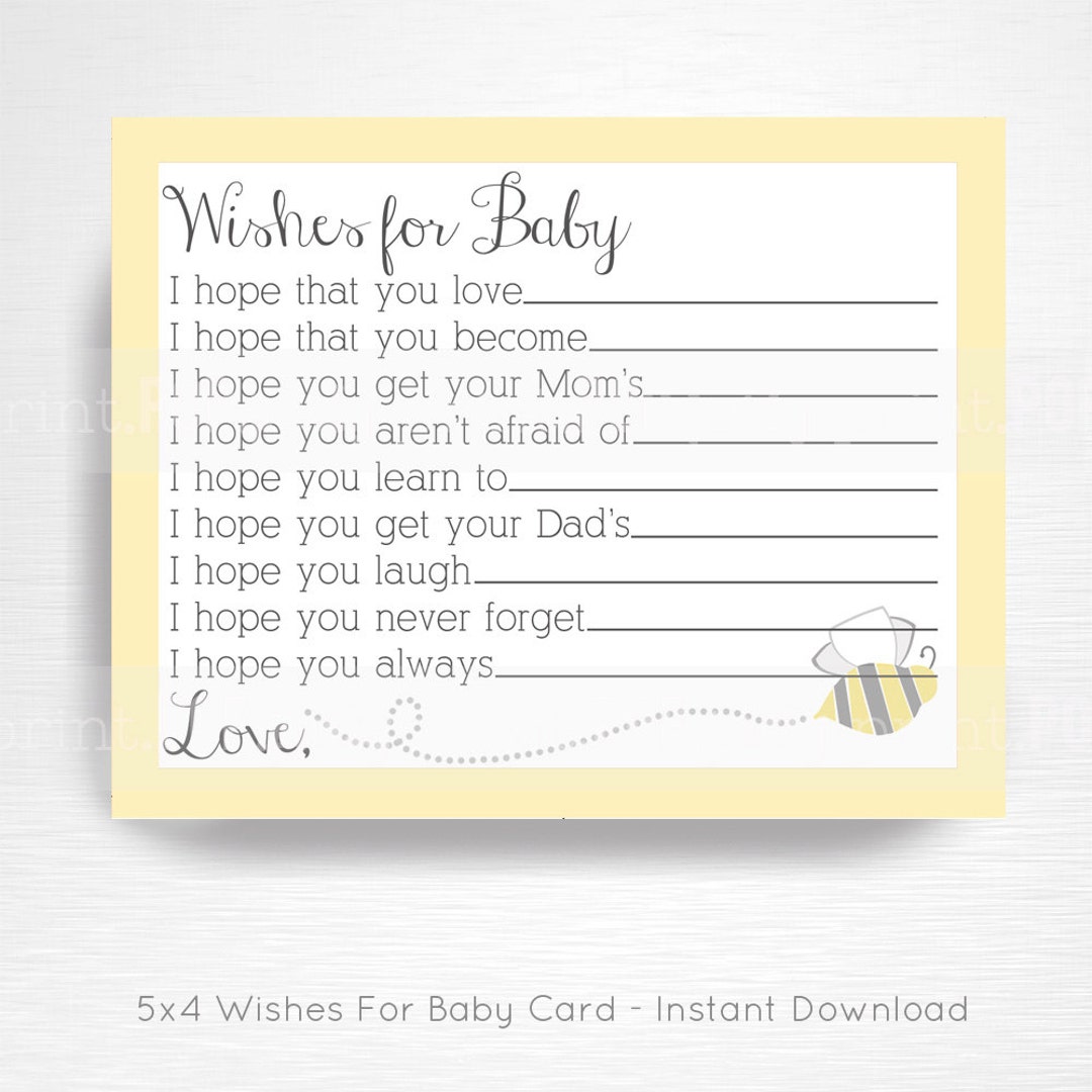 Wishes for Baby Card Insert Mom to Bee Baby Shower Printable Party YOU ...