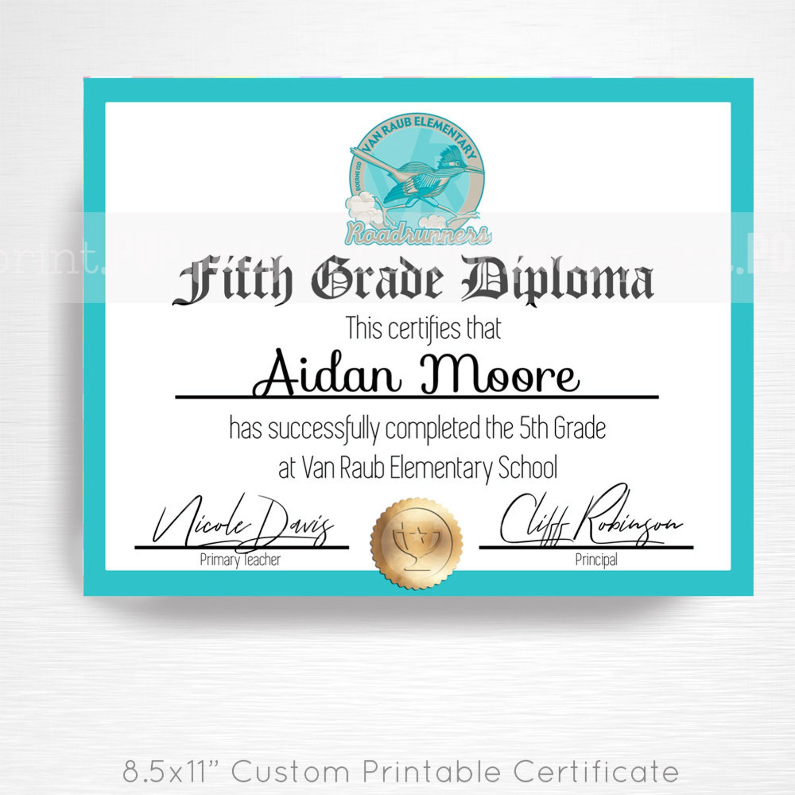 5th 6th 7th 8th Grade Graduation Party Printable Digital Diploma ...