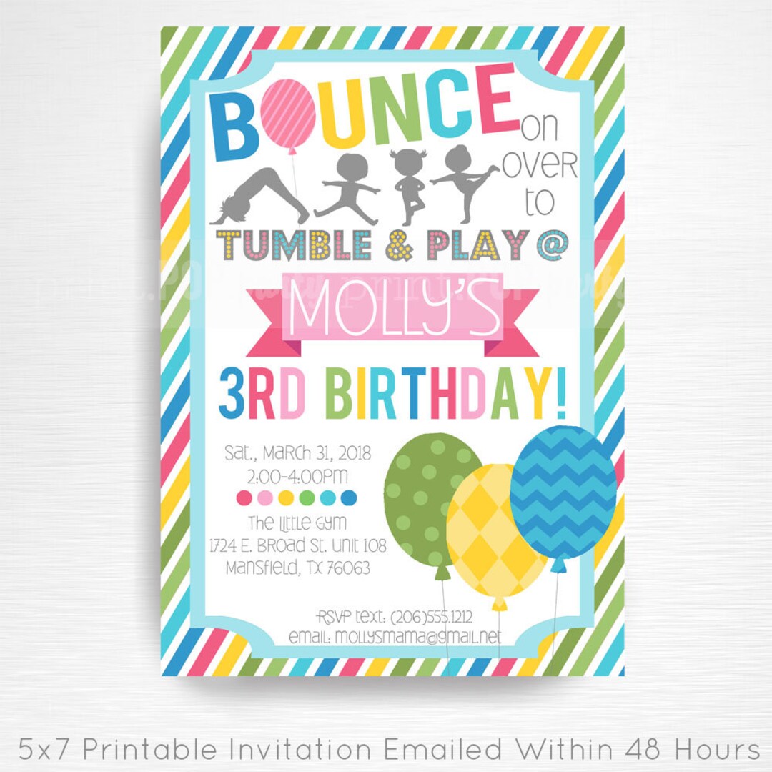 Bounce House Gender Neutral Tumbling Gymnastics Birthday Party ...