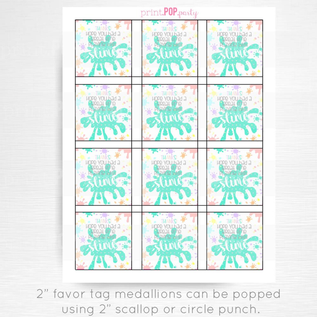 Slime Party Favor Tag Birthday Party Favors Instant Download Pink Blue ...