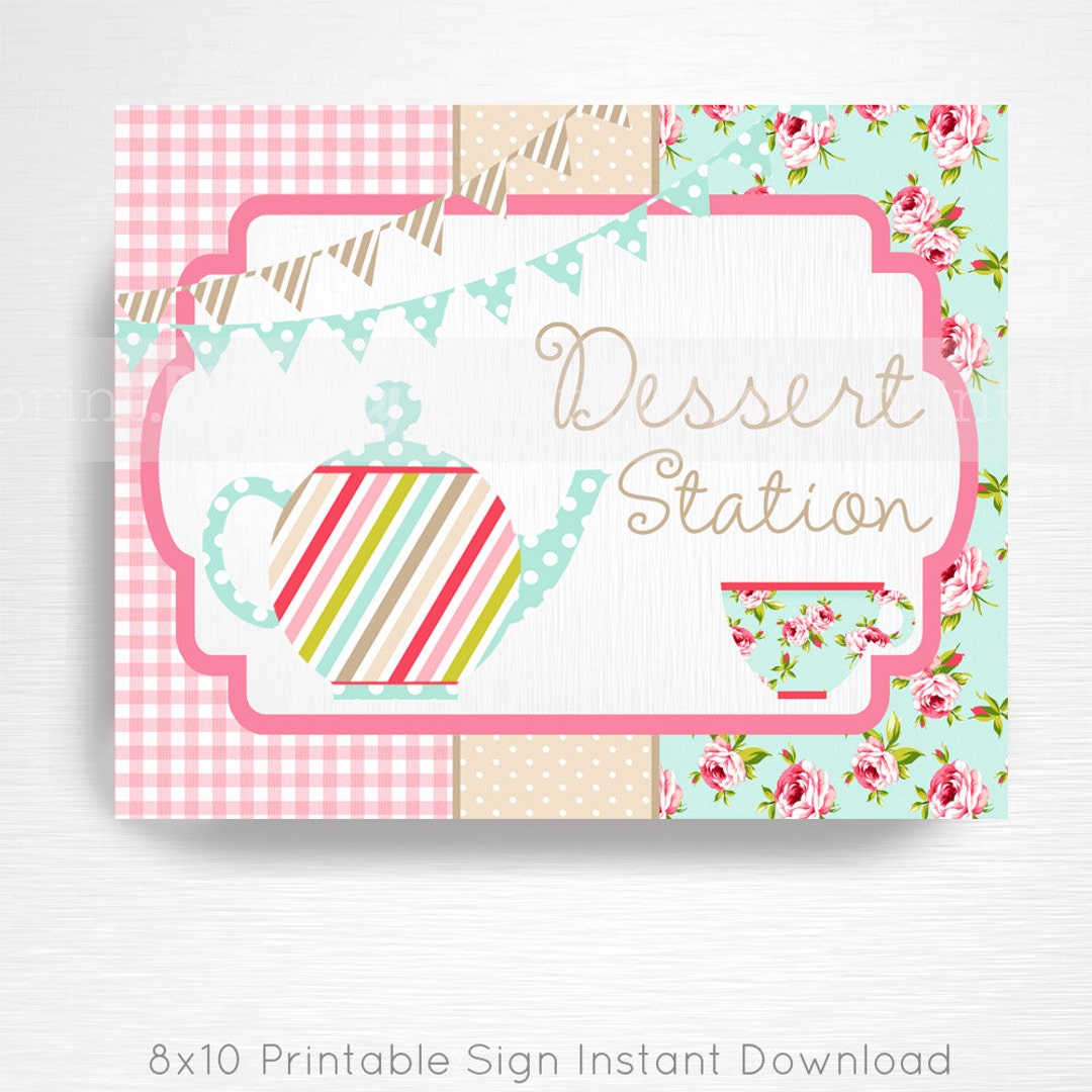 Tea Party Printable Dessert Table Station Sign You Print Tea for Two ...
