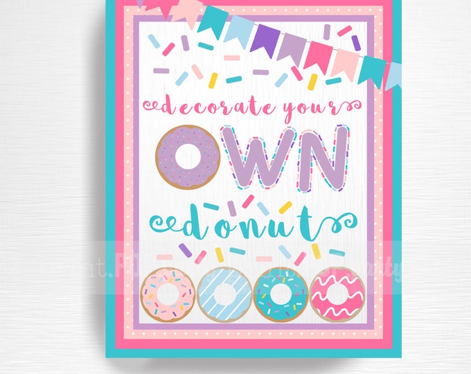 Donut Birthday Party Printable Decorate Your Own Donut YOU Print Purple ...