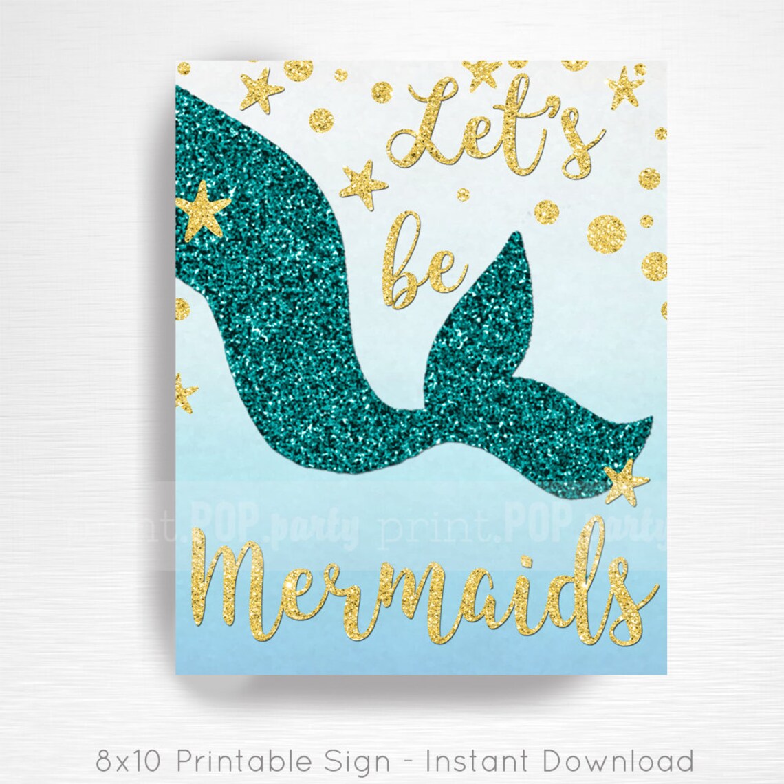 Let's Be Mermaids Birthday Party Printable Mermaid Sign | Etsy