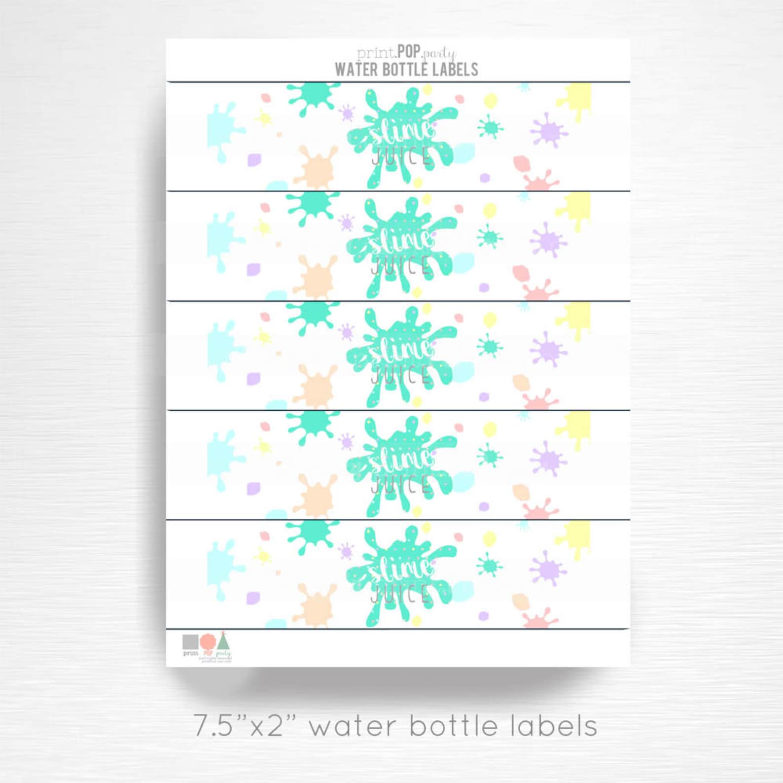 Slime Birthday Party Water Bottle Labels Instant Download Pastel Slime ...