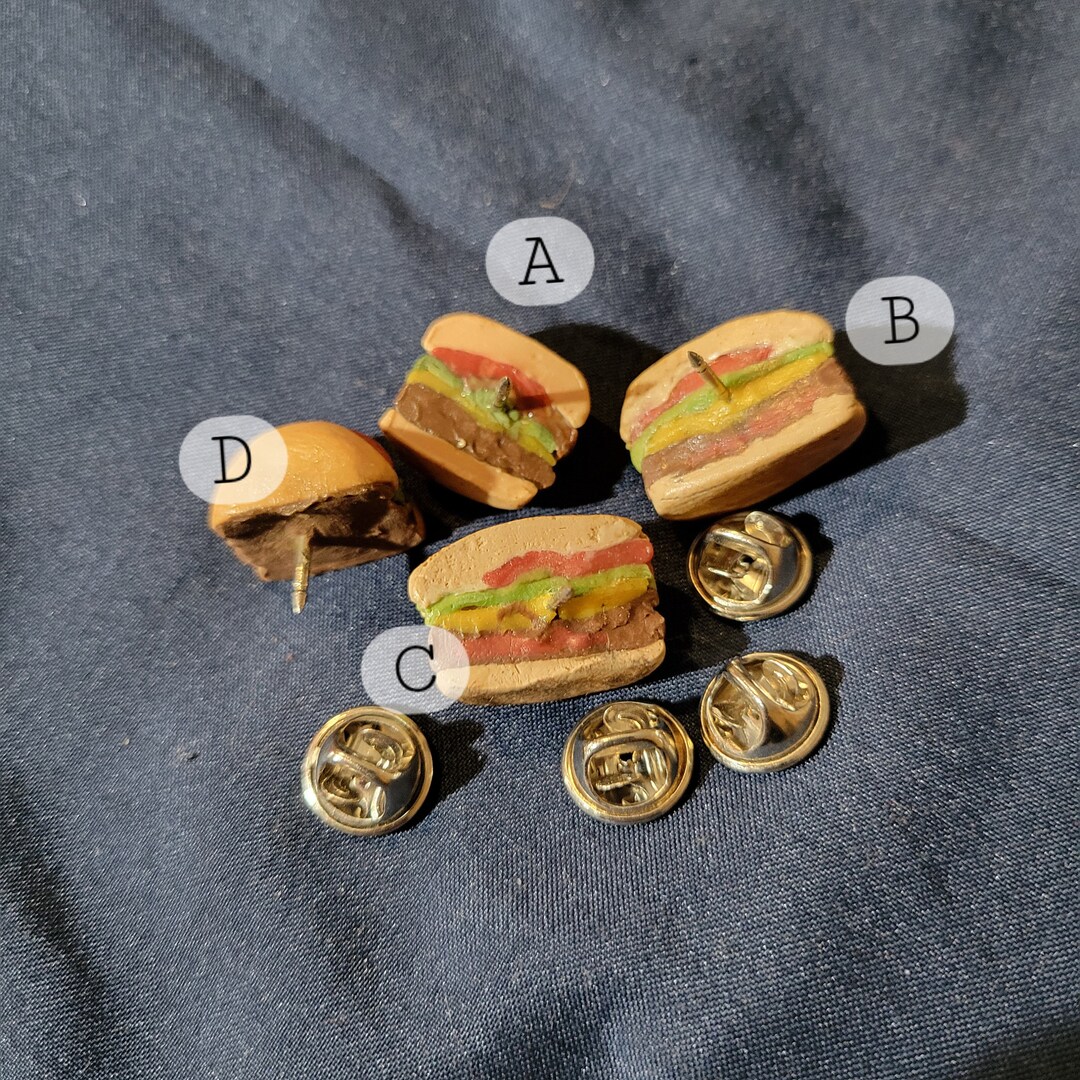 Burger Cross-section Pin Cheeseburger Bacon Burger Hamburger Brooch ...