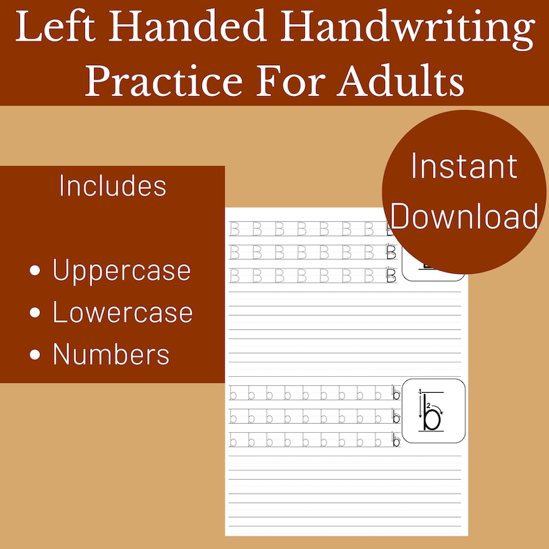 Left-handed Handwriting Practice: Letters, Numbers, Words (digital ...