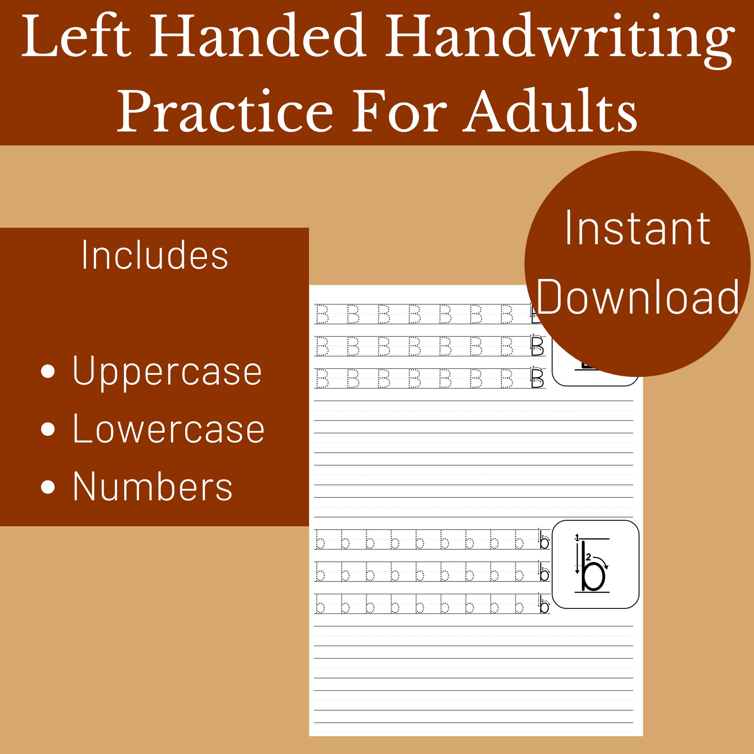 Left-handed Handwriting Practice: Letters, Numbers, Words (digital ...