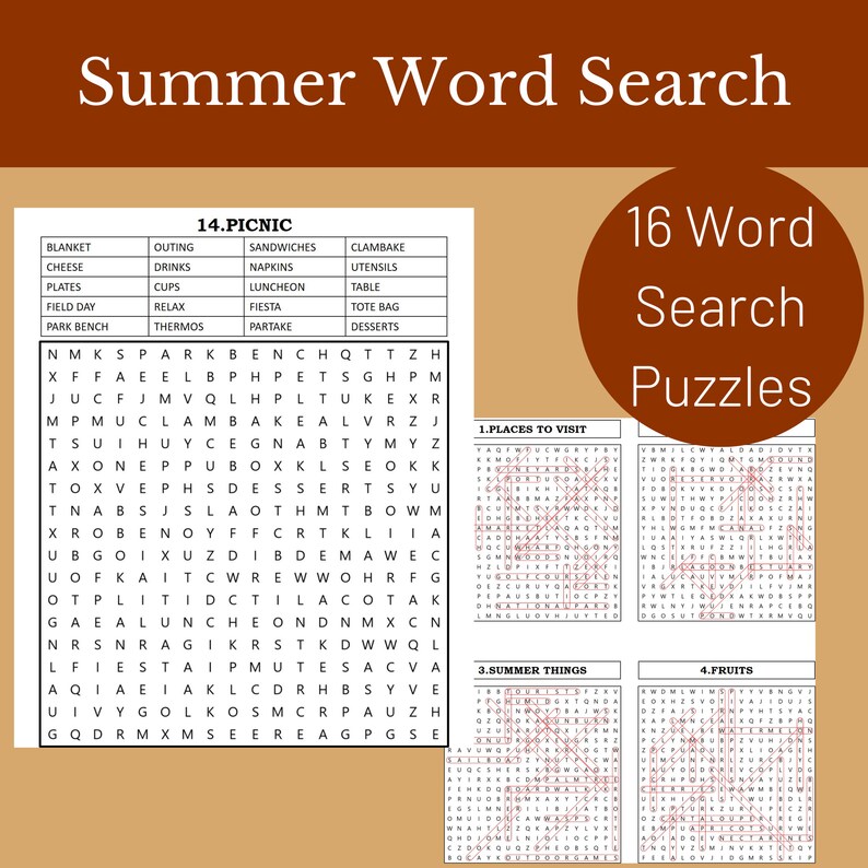 16 Summer Word Search Games, Printable Summertime Games, Classroom End ...