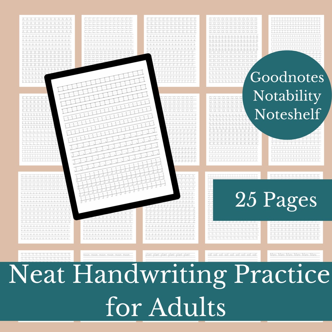 Digital Handwriting Practice Sheets for Adults, Printable, Neat ...