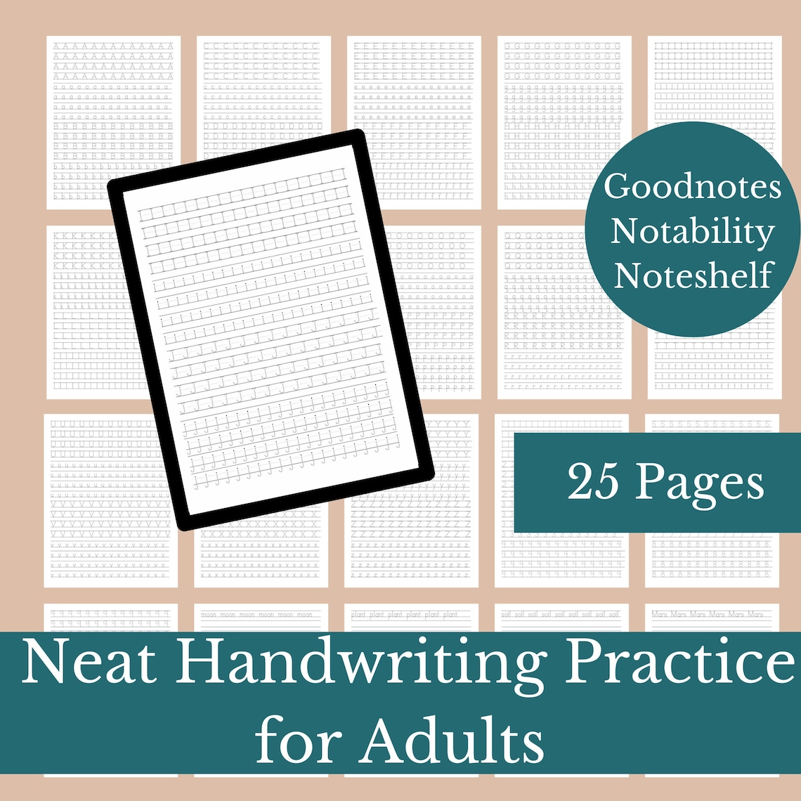 Digital Handwriting Practice Sheets for Adults, Printable, Neat ...